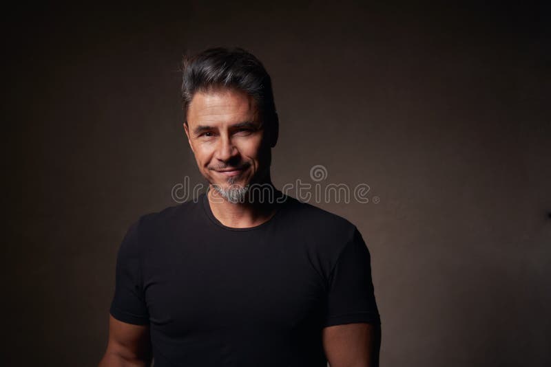 Portrait of an Older White Guy Dark Background Stock Photo - Image of ...