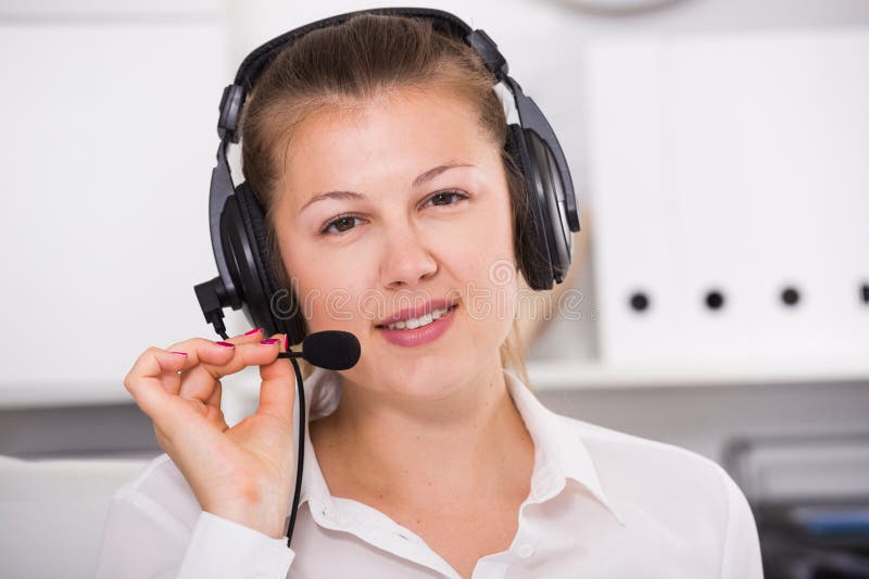 Portrait of Operator Which is Talking with Client Stock Image - Image ...