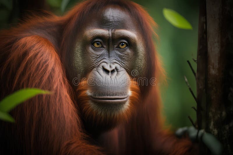 Portrait of an Orangutan (Pongo Pygmaeus) Stock Illustration ...