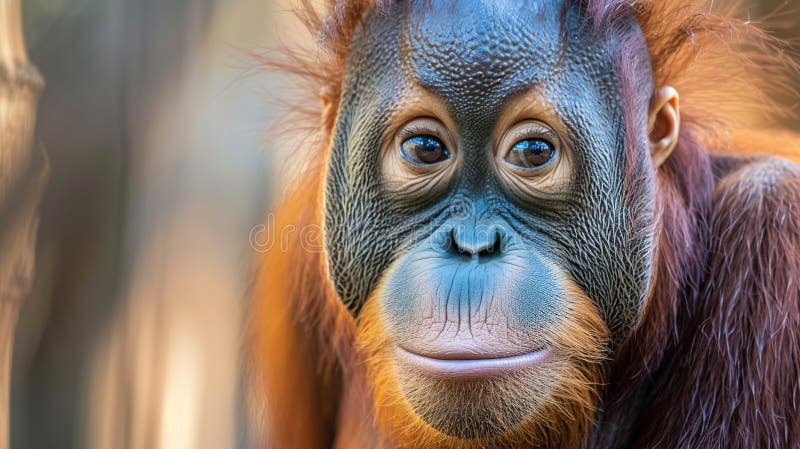 Portrait of an Orangutans Facial Expression Stock Image - Image of ...