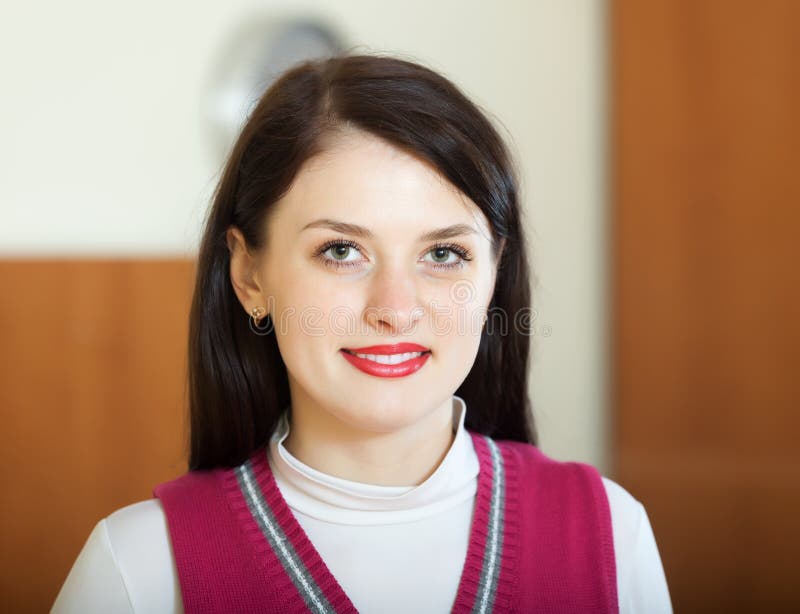 Portrait of ordinary girl stock image. Image of brunette - 48169099