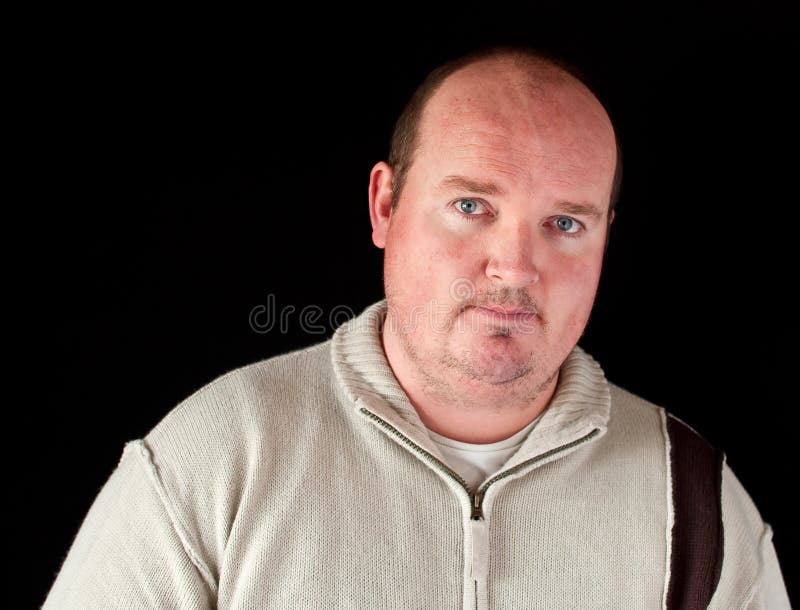 Portrait of a Overweight Male on Black Stock Photo - Image of black ...