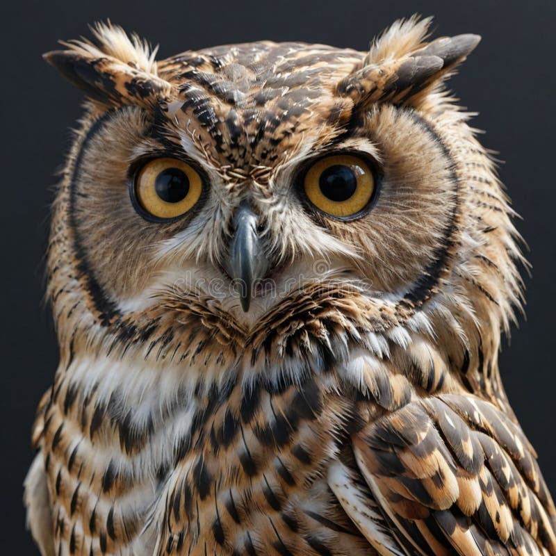 Portrait of an Owl on a Dark Background, with Expressive Eyes and ...