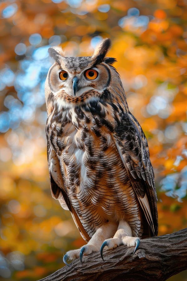 Portrait of an Owl on a Tree Branch. Selective Focus Stock Image ...
