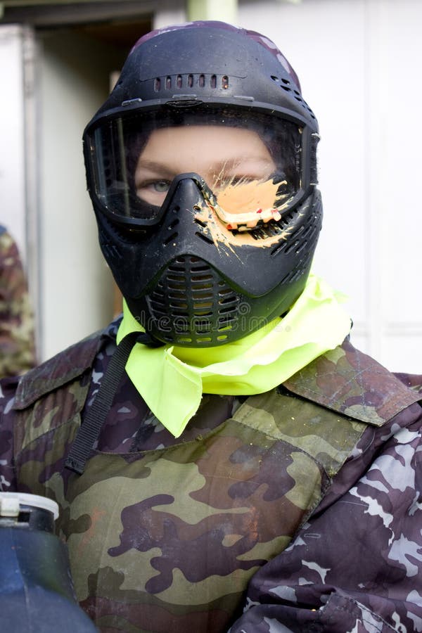 Portrait of Paintball Player. Stock Image - Image of game, headpiece ...