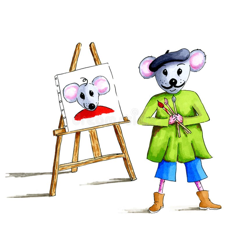 Mouse Painter stock vector. Illustration of mammal, adorable - 22931409