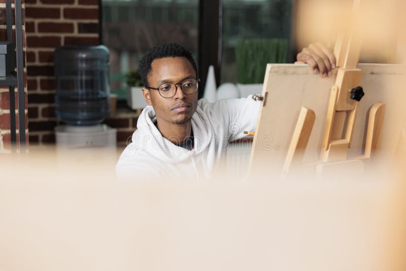 Portrait of Painter Student Looking at Vase Sketching Model Stock Image ...