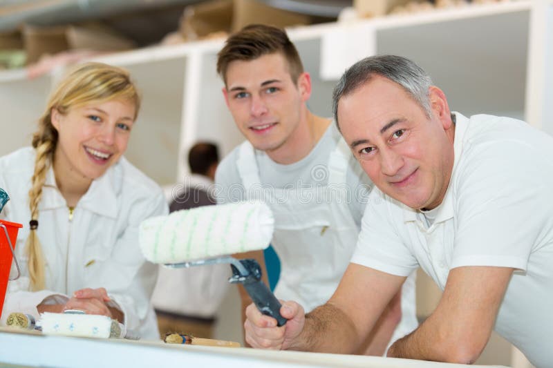 Portrait Painter Students with Teacher Stock Image - Image of watching ...