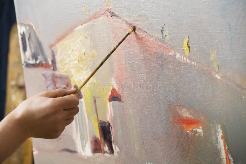 Portrait of Painter Using Brush To Paint Stock Image - Image of hand ...