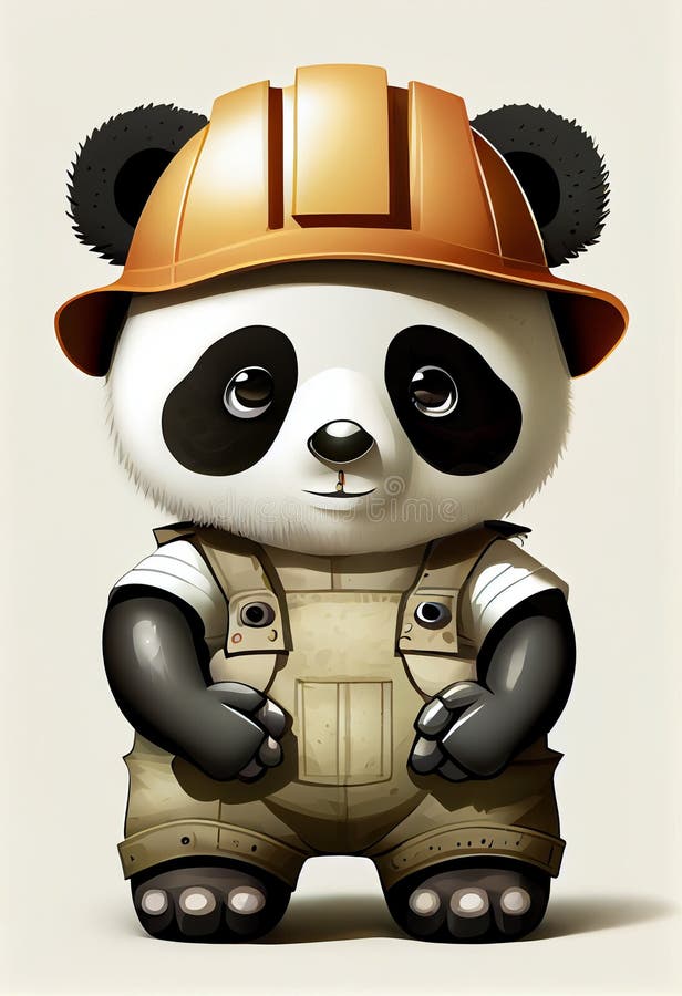 Portrait of a Panda in a Construction Helmet. AI Generated Stock Photo ...
