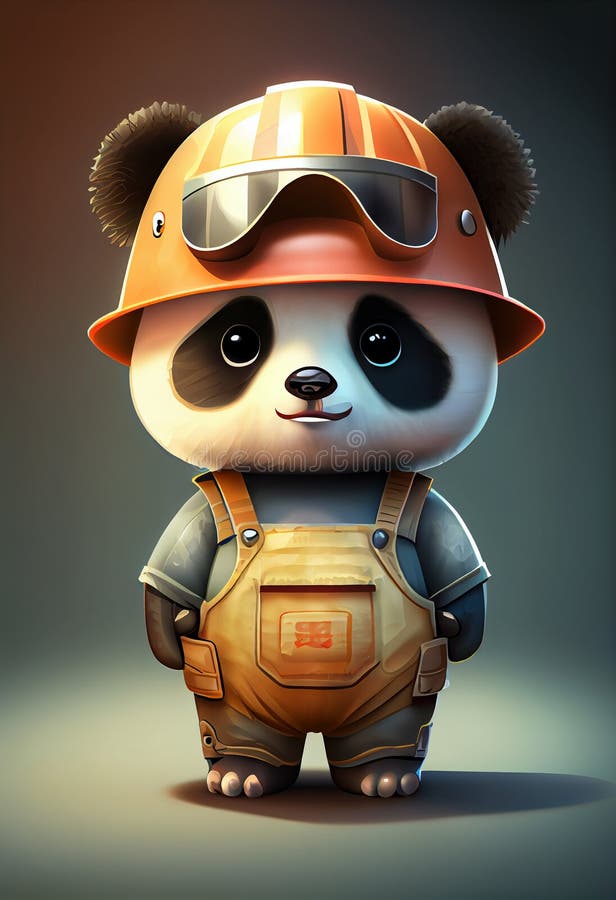 Portrait of a Panda in a Construction Helmet. AI Generated Stock Image ...