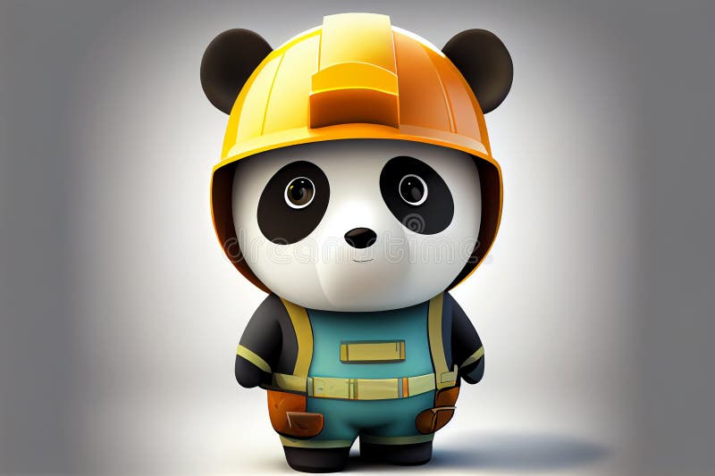 Portrait of a Panda in a Construction Helmet. AI Generated Stock ...