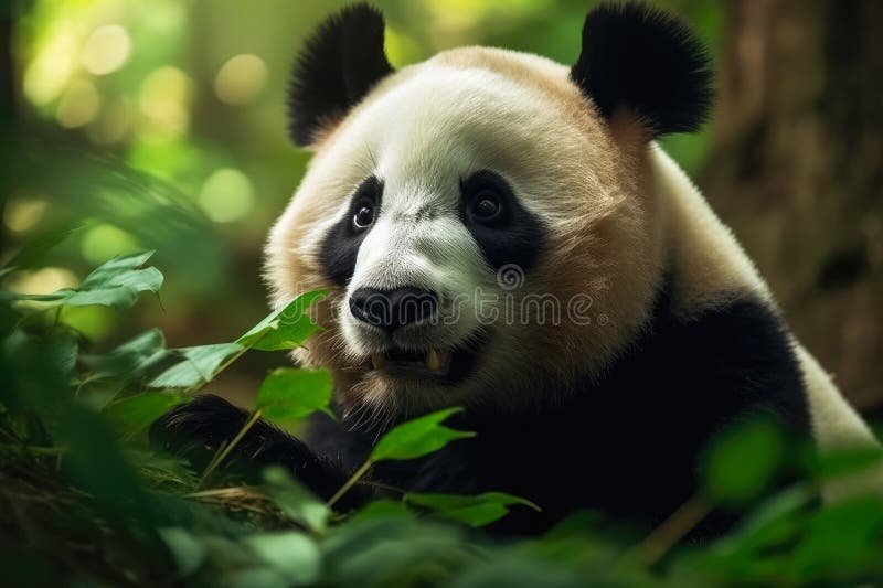 Portrait of a Panda in Nature. Created with Generative AI Stock ...