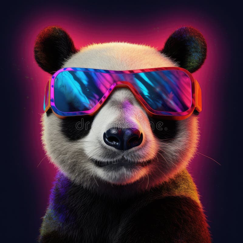 Portrait of Panda with Sunglasses. Colorful Drawing Stock Illustration ...