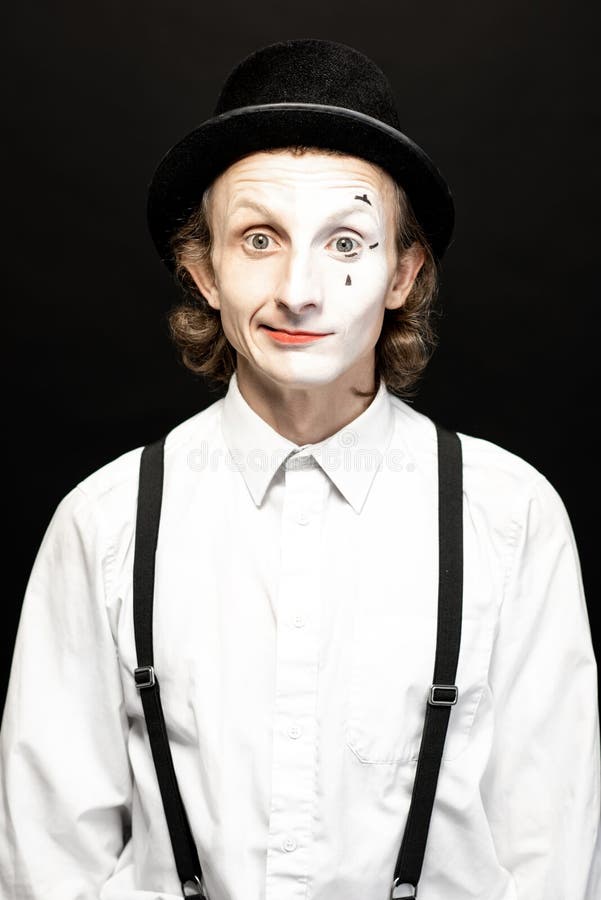 Pantomime on the Black Background Stock Image - Image of adult ...