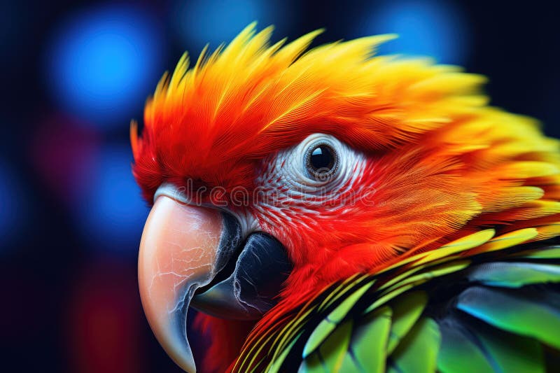 Portrait of a Parrot Close-up Stock Illustration - Illustration of wild ...
