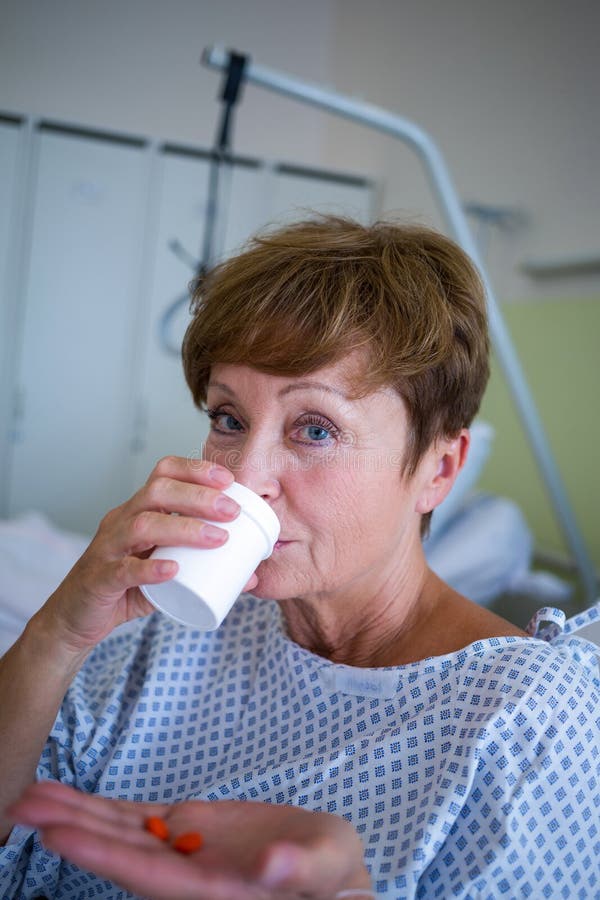 Portrait of Patient Taking Medication Stock Photo - Image of health ...