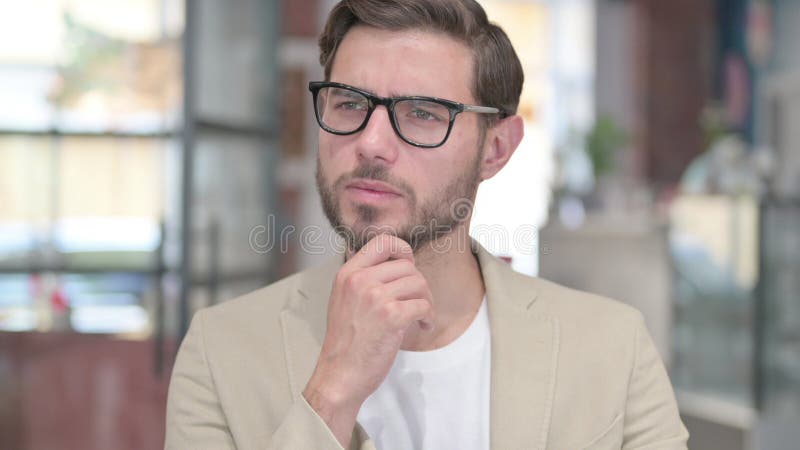 Portrait of Pensive Young Man Thinking, Getting Idea Stock Photo ...
