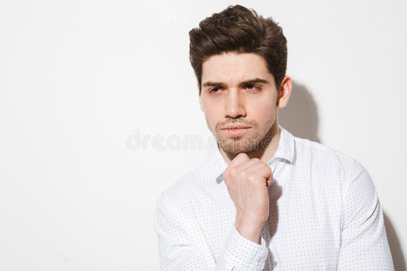 Portrait of a Pensive Handsome Man Dressed in Shirt Stock Image - Image ... Portrait of a Pensive Handsome Man Dressed in Shirt Stock Image - Image ...