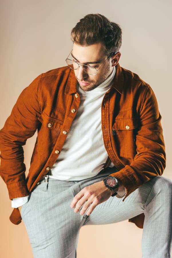 Portrait of Pensive Handsome Man in Eyeglasses Looking Away Stock Image ... Portrait of Pensive Handsome Man in Eyeglasses Looking Away Stock Image ...