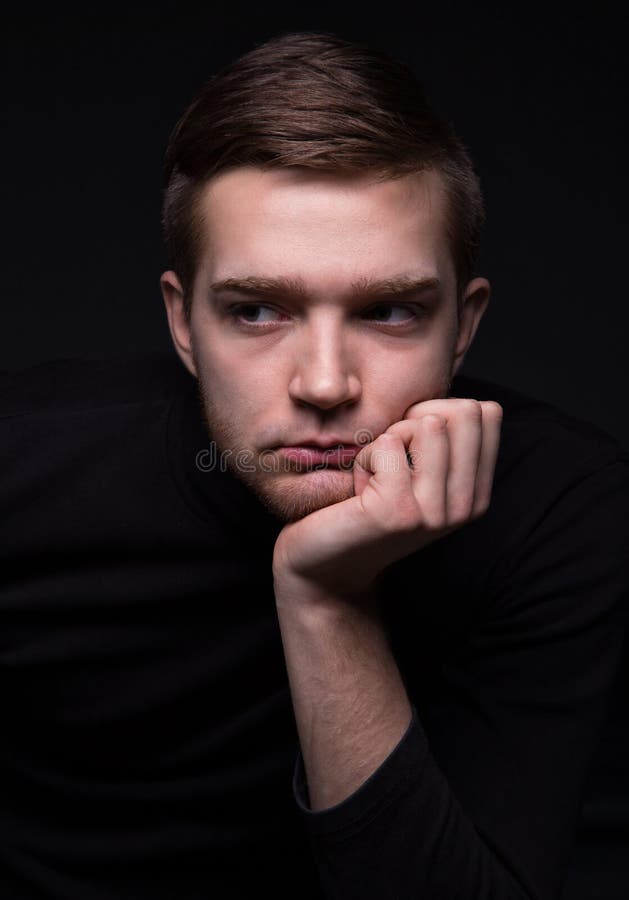 Portrait of pensive man stock photo. Image of looking - 86024658