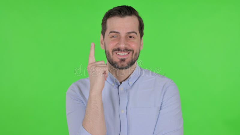 Portrait of Pensive Man with a New Idea, Green Screen Stock Image ...