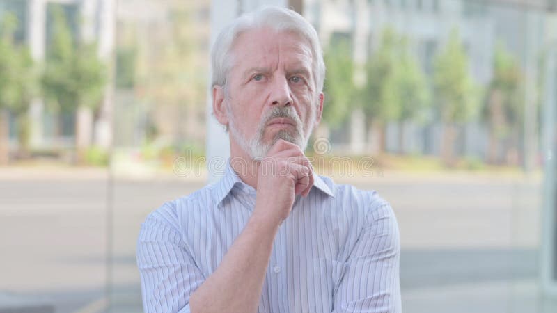 Portrait of Pensive Old Man Thinking Outdoor Stock Photo - Image of ...