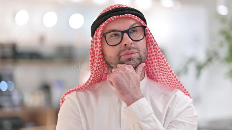 Pensive Young Arabic Man Thinking about Something Stock Footage - Video ...