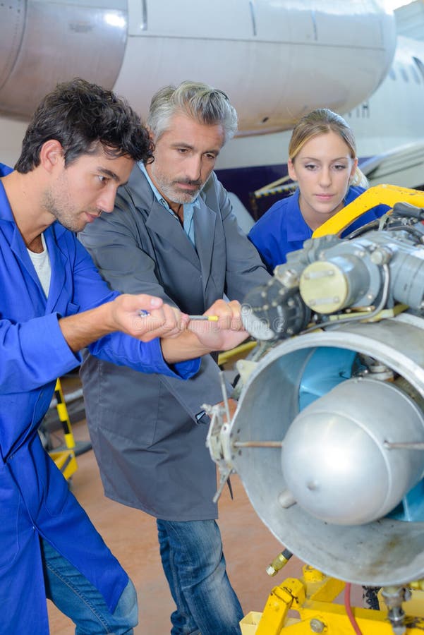 Portrait People Assembling Aircraft Stock Image - Image of education ...