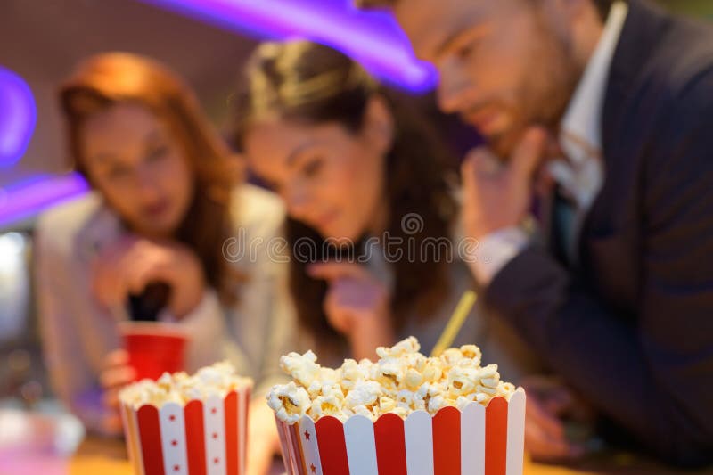 Portrait People and Popcorn in Cinema Stock Image - Image of release ...