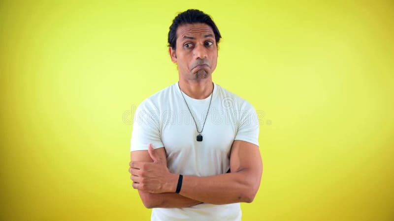 Portrait of perplexed male stock footage. Video of think - 323504160