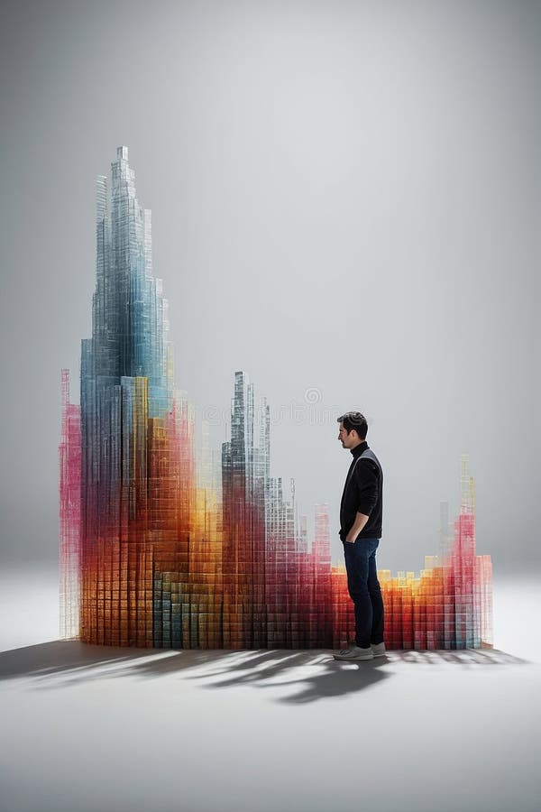 Portrait of Person with Digital Pixelated Patterns for it Services ...