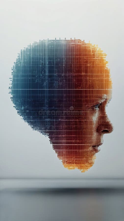 Portrait of Person with Digital Pixelated Patterns for it Services ...