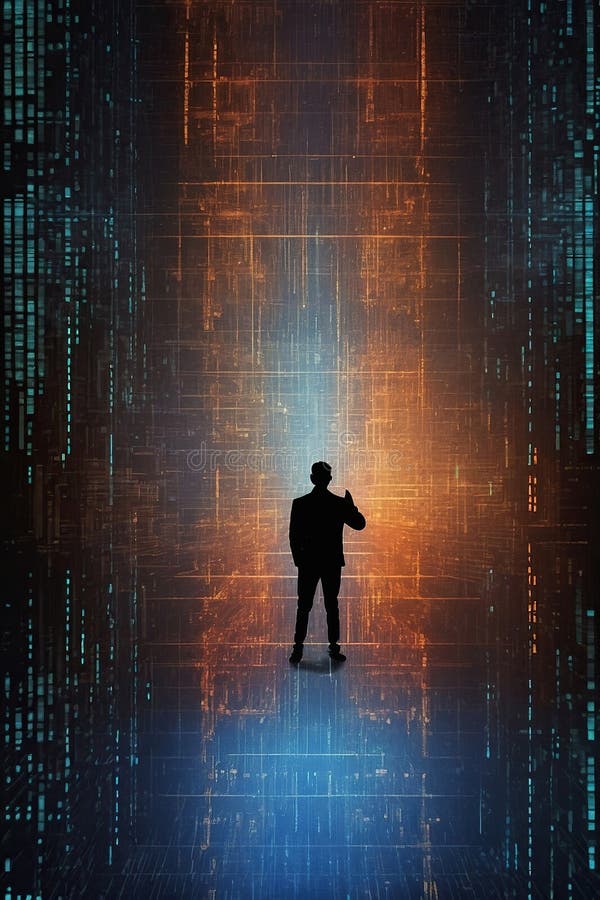 Portrait of Person with Digital Pixelated Patterns for it Services ...