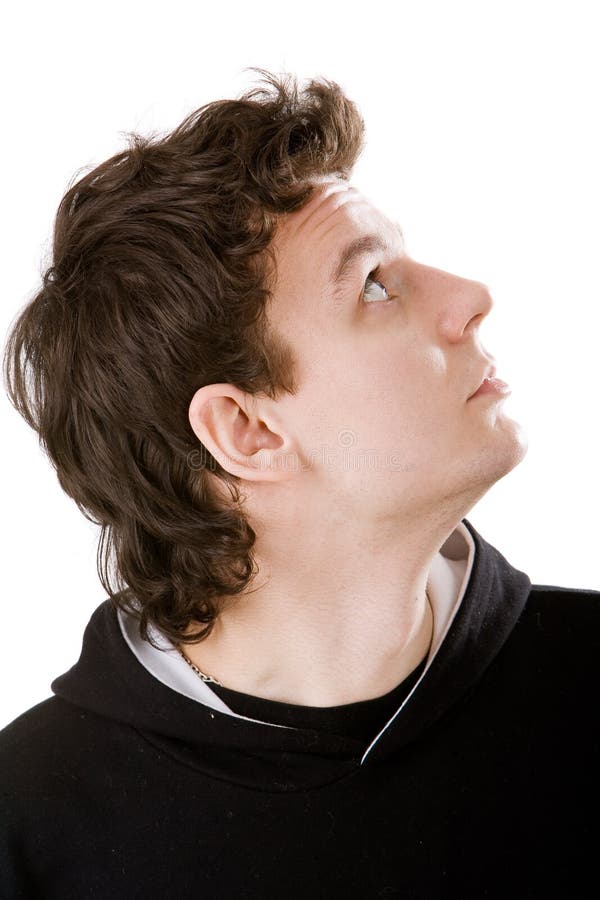 Portrait of the Person Looking Upwards Stock Photo - Image of white ...