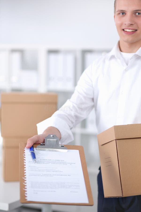 Portrait of a Person with Moving Box and Other Stuff Stock Image ...