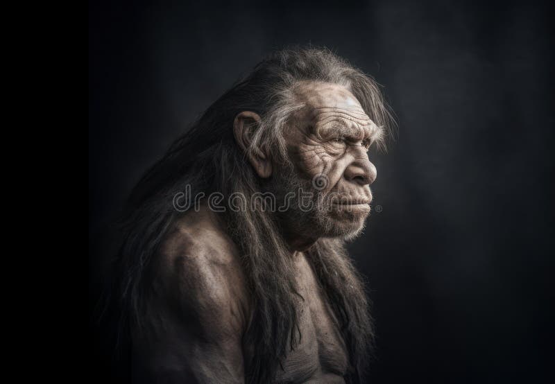 Portrait Photo of Neanderthal Archaic Human. Generative AI Stock Image ...