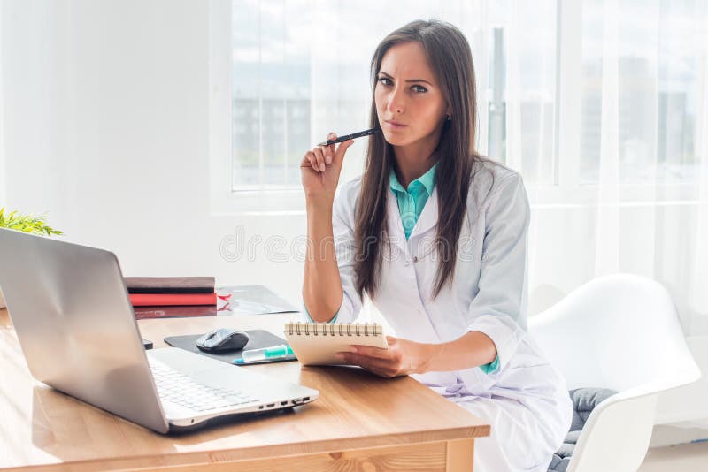 Portrait of Physician Working in Her Office Stock Photo - Image of care ...