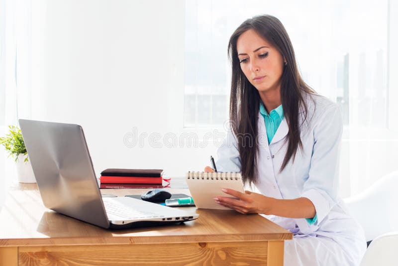 Portrait of Physician Working in Her Office Stock Image - Image of ...