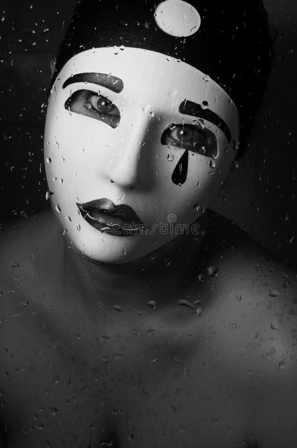 A Portrait with Pierrot Mask Stock Photo - Image of carnival, drops ...