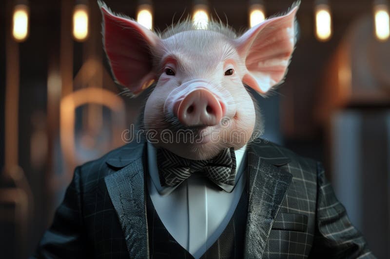 Portrait of a Pig in a Business Suit Ai Illustration Stock Illustration ...