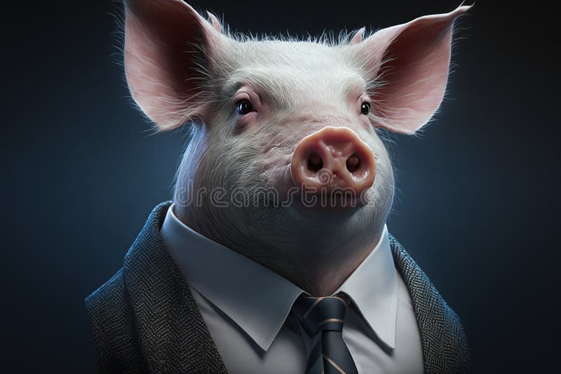 Portrait of Pig in a Business Suit. Generative AI Stock Illustration ...