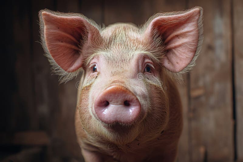 Portrait of a Pig Looking at Camera Inside a Barn Stock Photo - Image ...