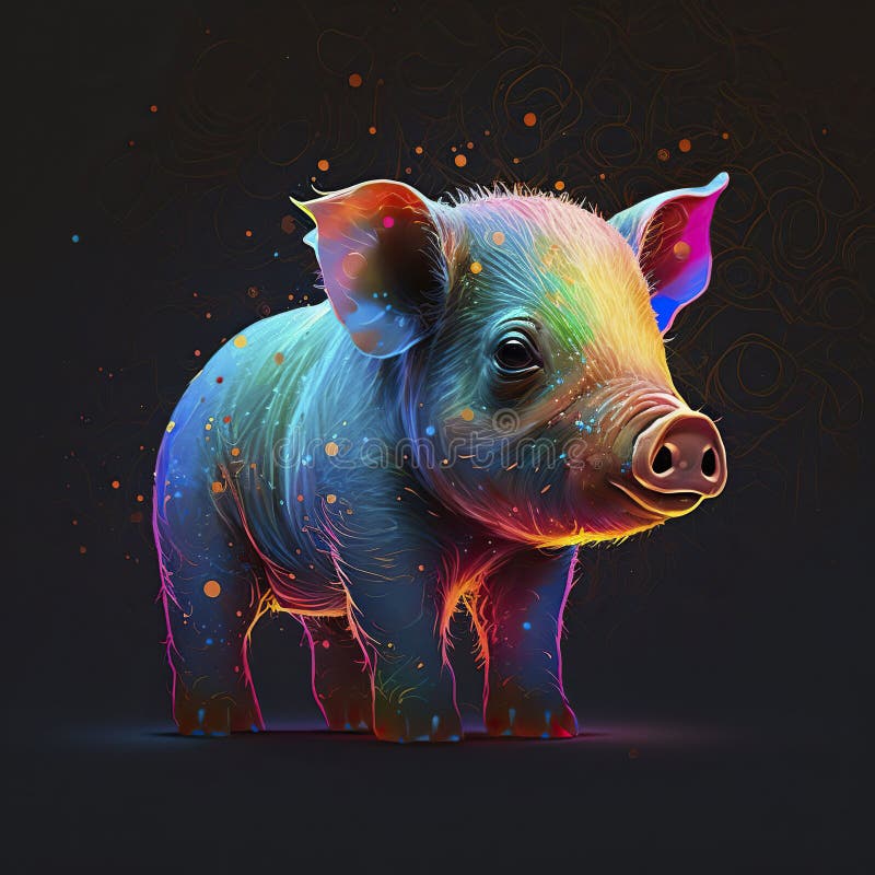 Portrait of a Pig in Rainbow Colors. Generative AI Stock Illustration ...