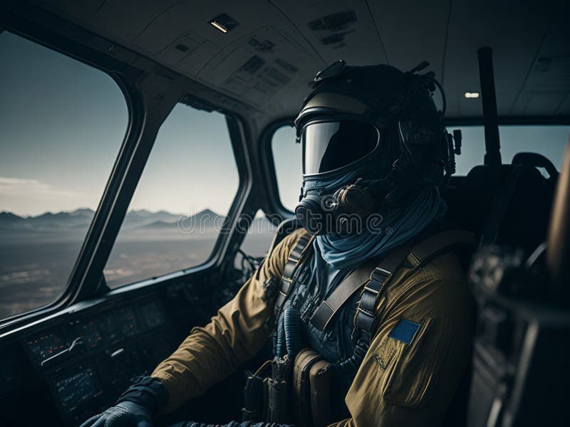 Portrait of a Handsome Pilot in the Cockpit of a Helicopter Stock ...