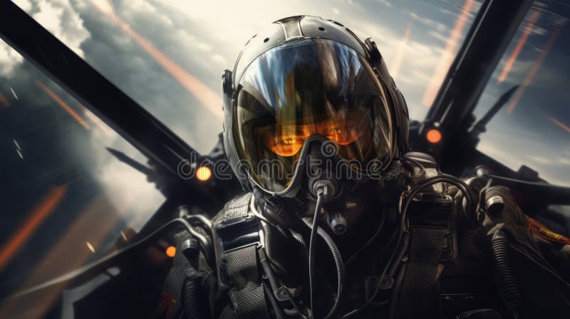 Portrait of a Pilot in a Fighter Plane. Neural Network AI Generated ...