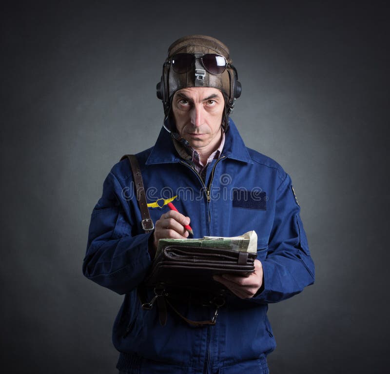 Portrait of a pilot stock photo. Image of head, helmet - 41872322