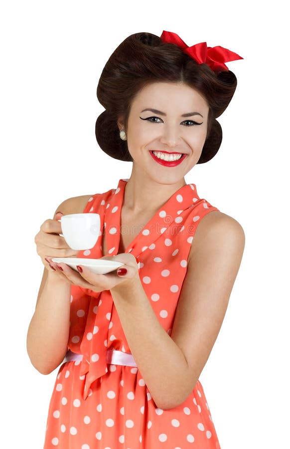 Portrait of Pin-up Style Woman Stock Image - Image of isolated, morning ...