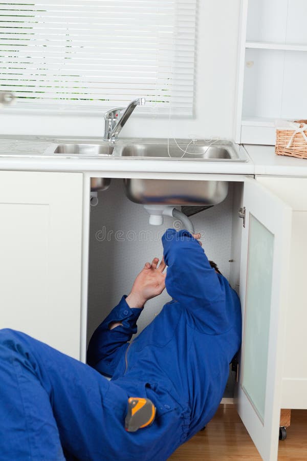 Portrait of a Plumber Fixing a Sink Stock Image - Image of builder ...
