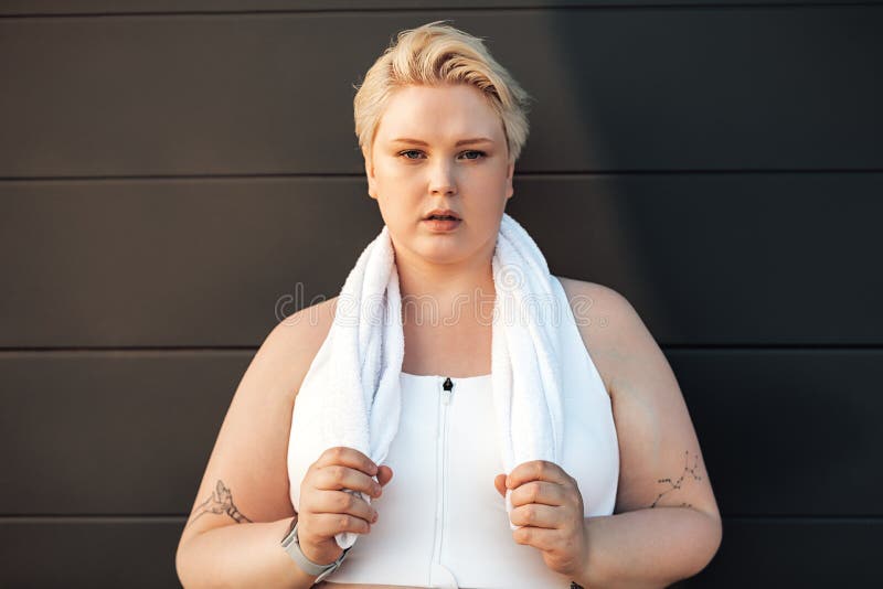 Portrait of a Plus Size Model Looking at Camera Stock Photo - Image of ...